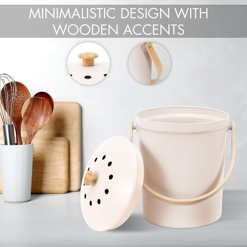 Beautiful Kitchen Compost Bin with Smell Proof Lid - Rust and Beige | eBay