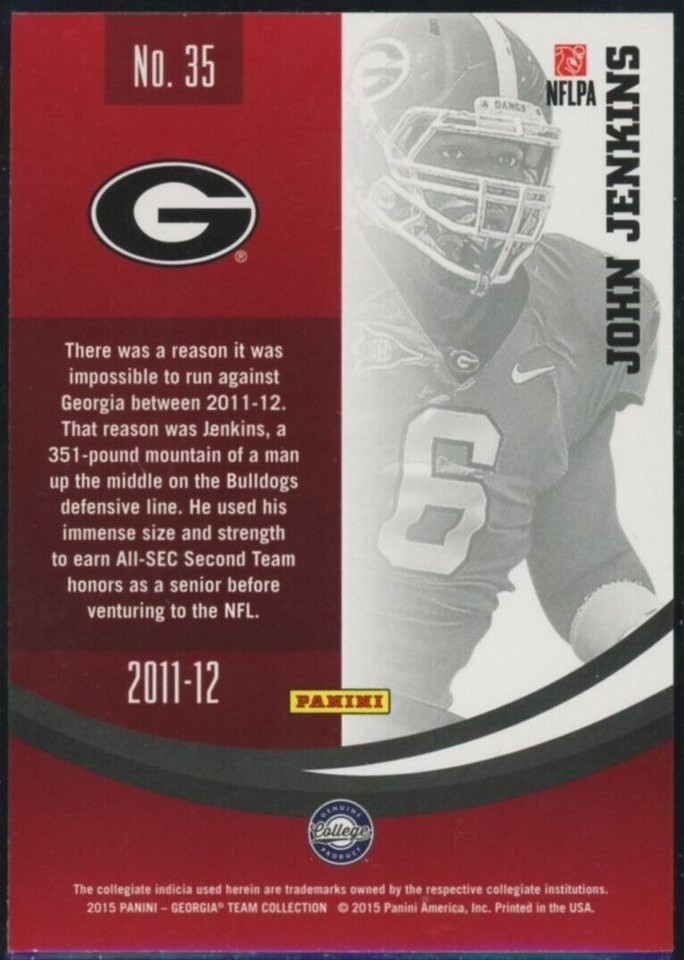 2015 Panini Collegiate Georgia John Jenkins #35 | eBay