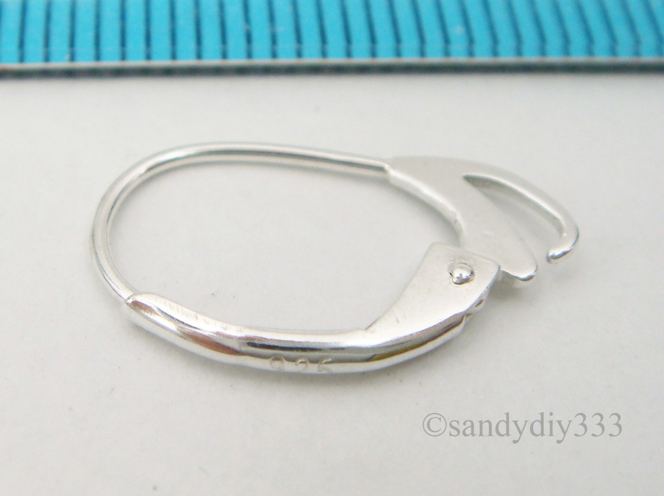 4x STERLING SILVER LOOP DANGLE LEVER BACK EARWIRE EARRING 10mm x 17mm ...