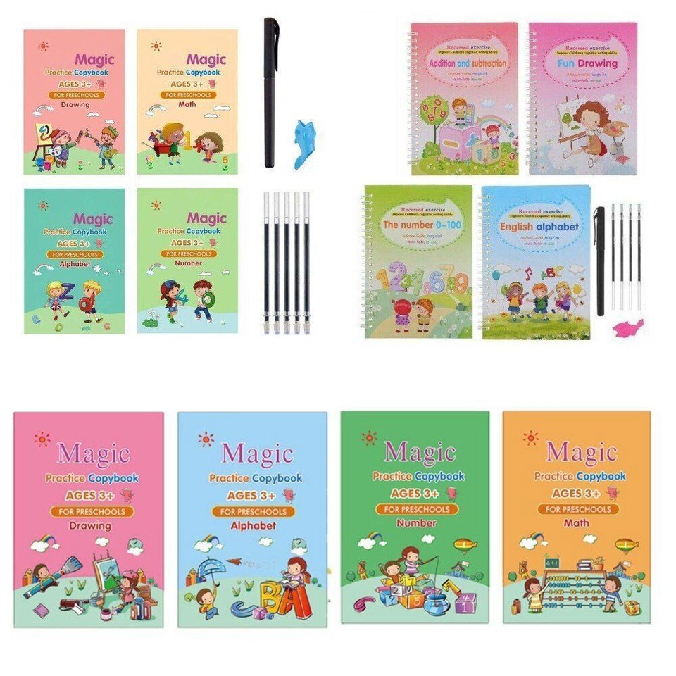 11Pcs Magic Practice Copybook Number Book Reusable Pen Set Writing ...