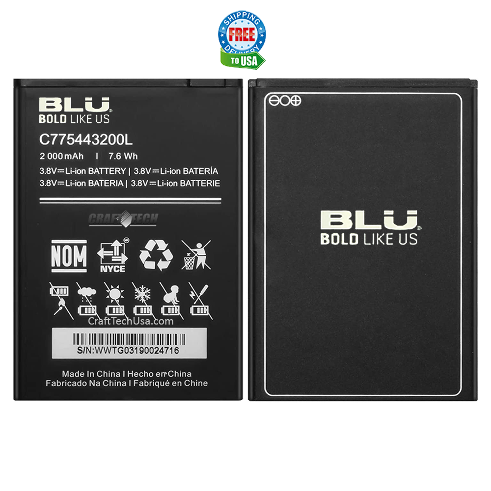 BLU C5L C0050UU Original OEM Battery C775443200L 2000mAh 7.6Wh USA ...