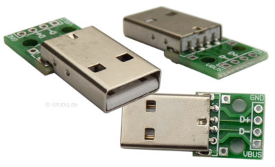 USB-2 Stecker mit Platine Leiterplatte zum Löten 4 Kontakte Lötstecker ...