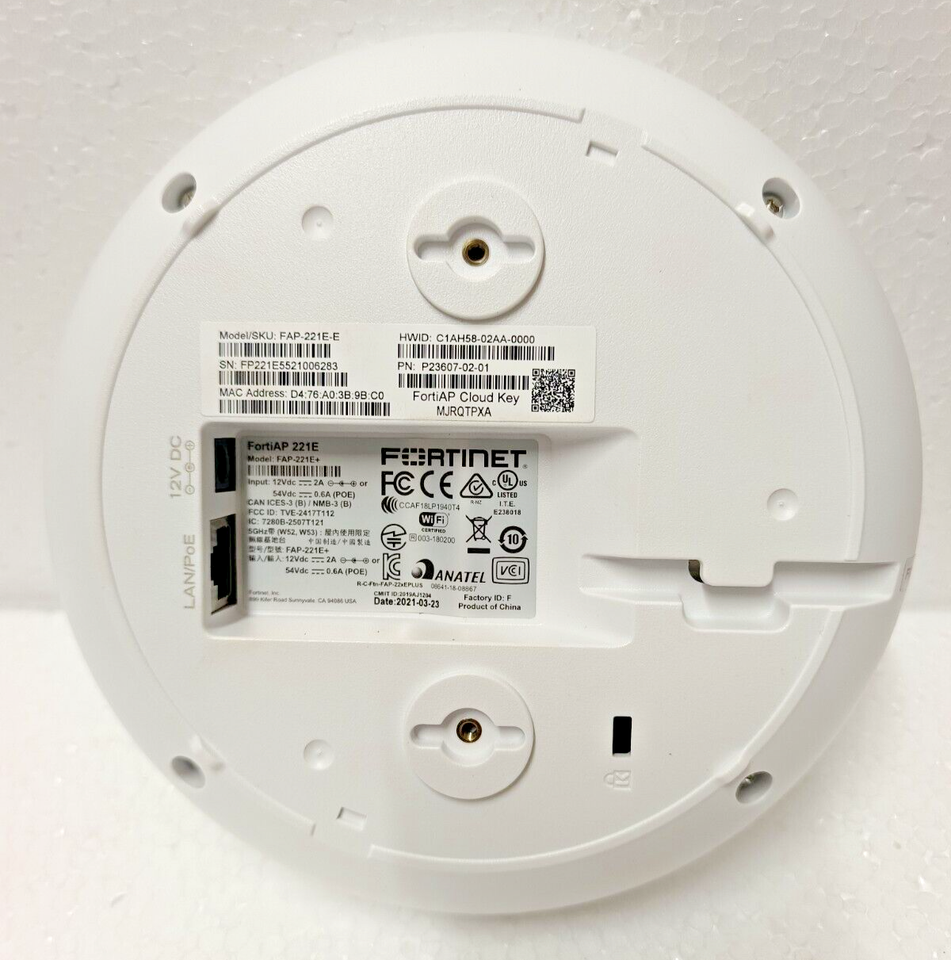 Fortinet Fortiap FAP-221E-A IEEE 802.11ac 1.14 Gbit/s Wireless Access ...