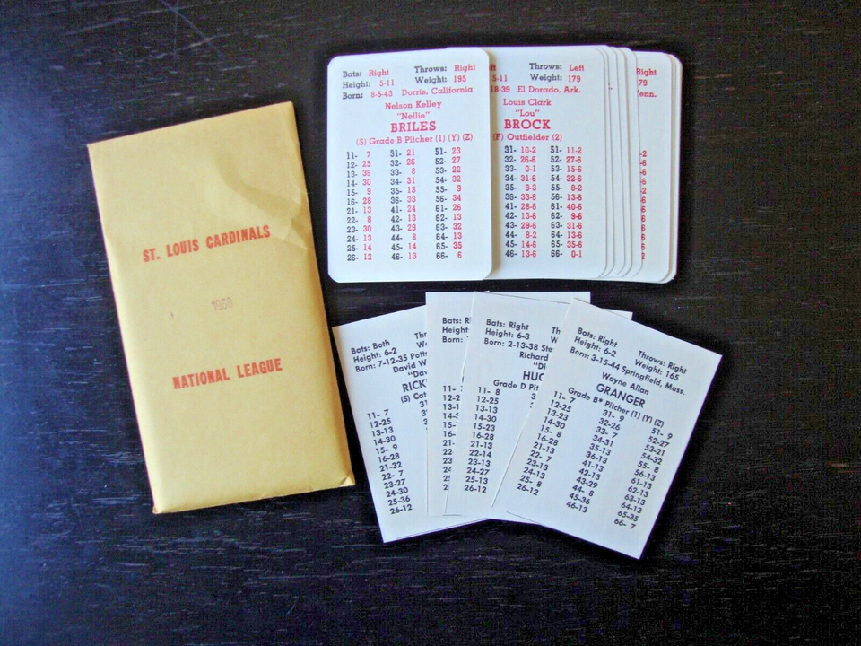 SUPER CLEAN! APBA BASEBALL ORIGINAL & COMPLETE 1968 SEASON PLAYER CARDS ...