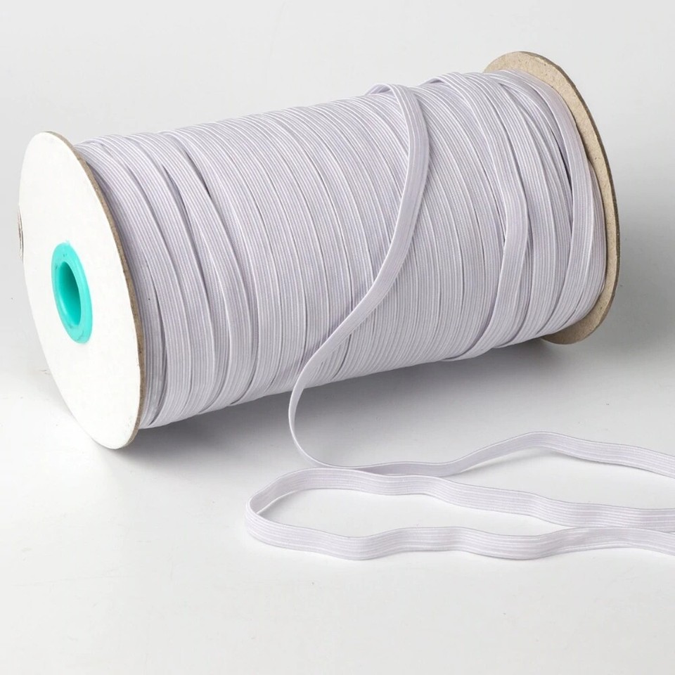 Flat Braided Elastic Band Roll 1/8" (3mm) width White/ Black 120 Yards ...