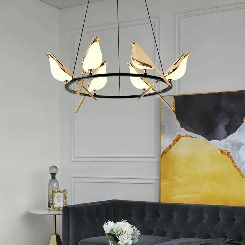Bird Led Lamp Chandelier Postmodern 6 Light Living Room Hanging Light ...