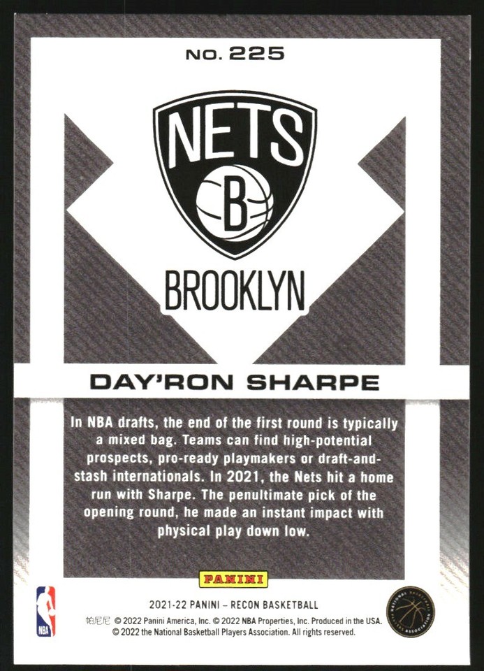 2021-22 Panini Recon Holo Red #225 Day'Ron Sharpe /199 | eBay
