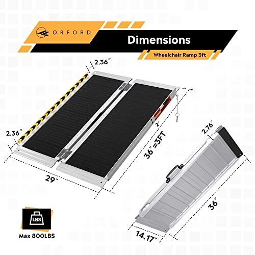 Non Skid Wheelchair Ramp 3FT, Threshold Ramp with an Applied Slip ...