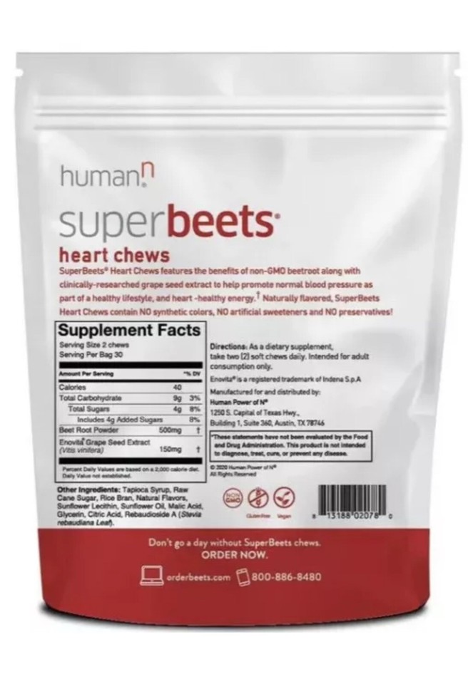 **Awesome!** HumanN SuperBeets Heart Chews,Soft Chews,Grape Seed ...