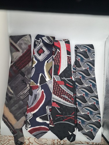 Lot Of 4 Mixed Polyester Silk Abstract Geometric 1990s Ties Ugly Tacky ...
