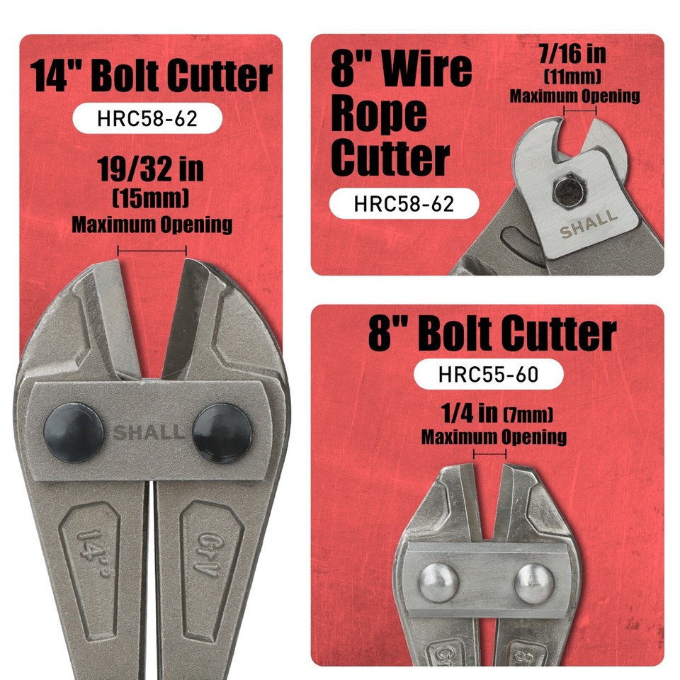 SHALL Bolt Cutters,14" Heavy Duty Bolt Cutter,8" Bolt Cutter & Wire ...