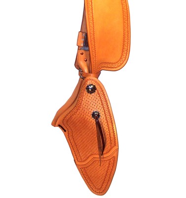 Western Tapaderos Stirrups Saddle Hand Basket Tooled Sewn Leather Heavy ...