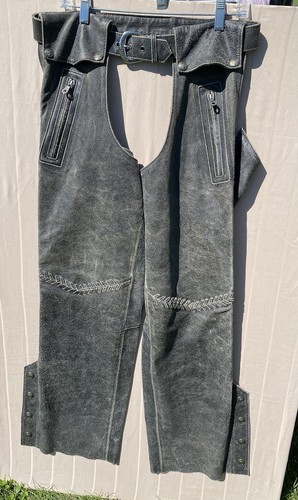 Vtg Harley Davidson Soft Distressed Black Leather Women's Chaps Size ...