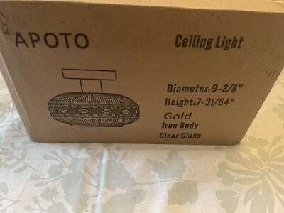 APOTO Semi Flush Mount Ceiling Light, Gold Hallway Light Fixture,Globe ...