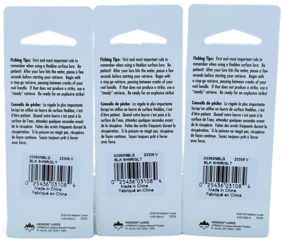 Lot of (3) Heddon Tiny Torpedo Prop Lures · Black Shiner/Glitter | eBay