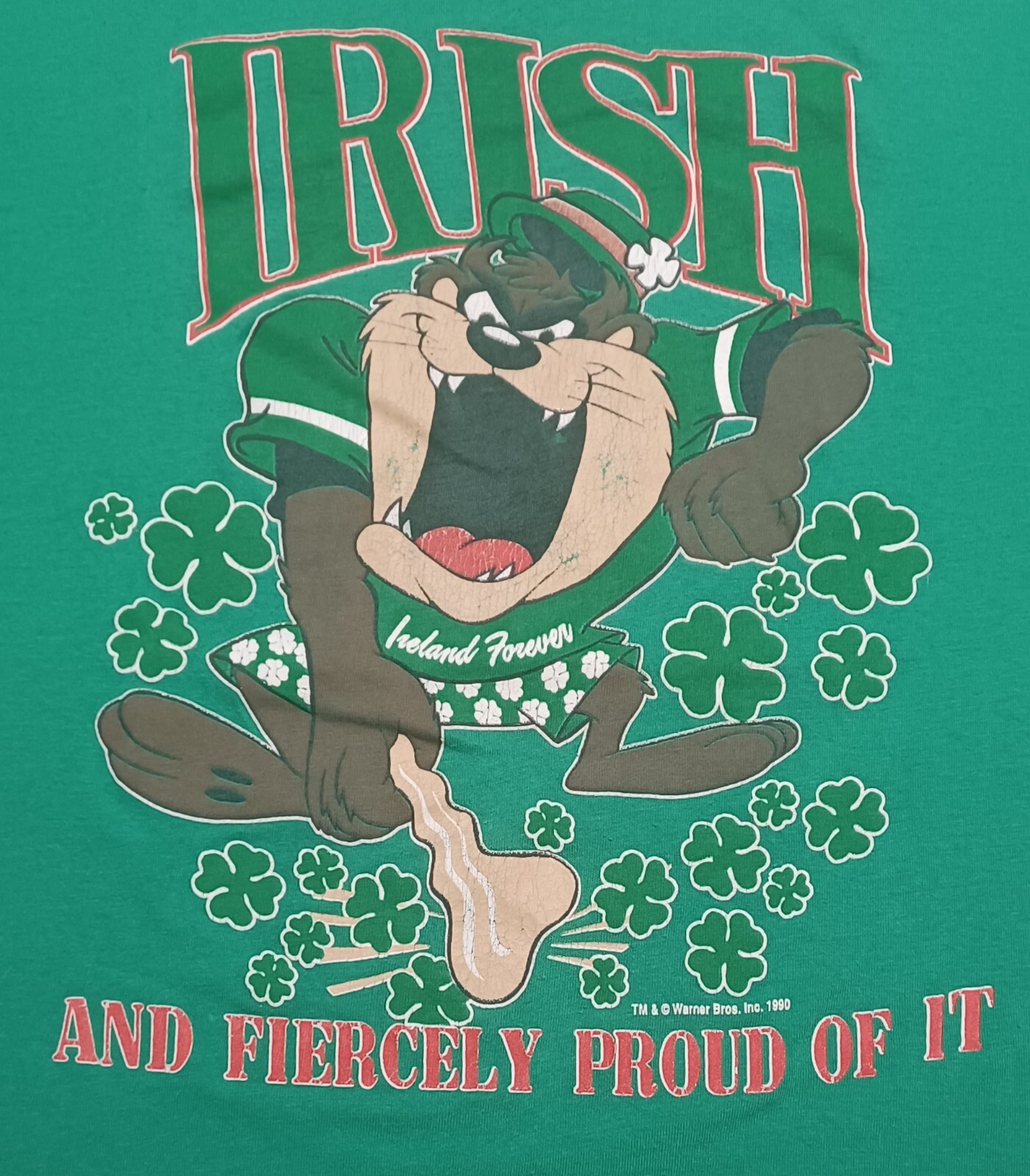 Vintage 1990 Taz Irish Looney Tunes T-Shirt Med Tazma… - Gem