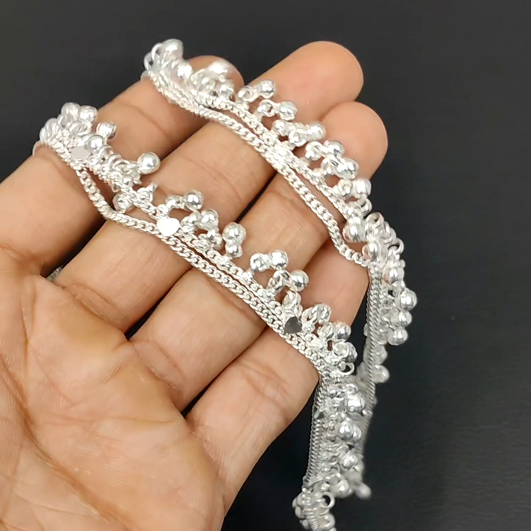 Handmade pure Silver Indian Payal With Noisy Jingle Bells Gorgeous ...