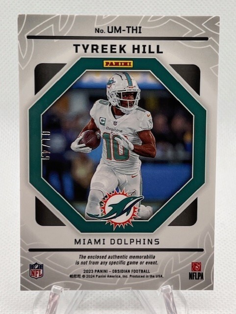2023 Panini Obsidian Tyreek Hill Unbreakable Patch /49 Electric Etch ...
