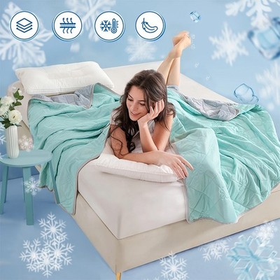 Double Sided Cold Cooling Throw Blanket for Hot Sleepers Summer Cool ...