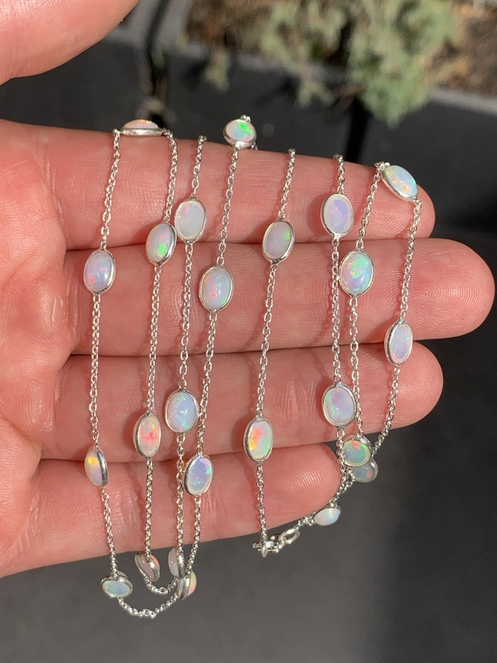 Silver Opal Exceptional Large Necklace Chain 8.5 Grams 925 | eBay UK