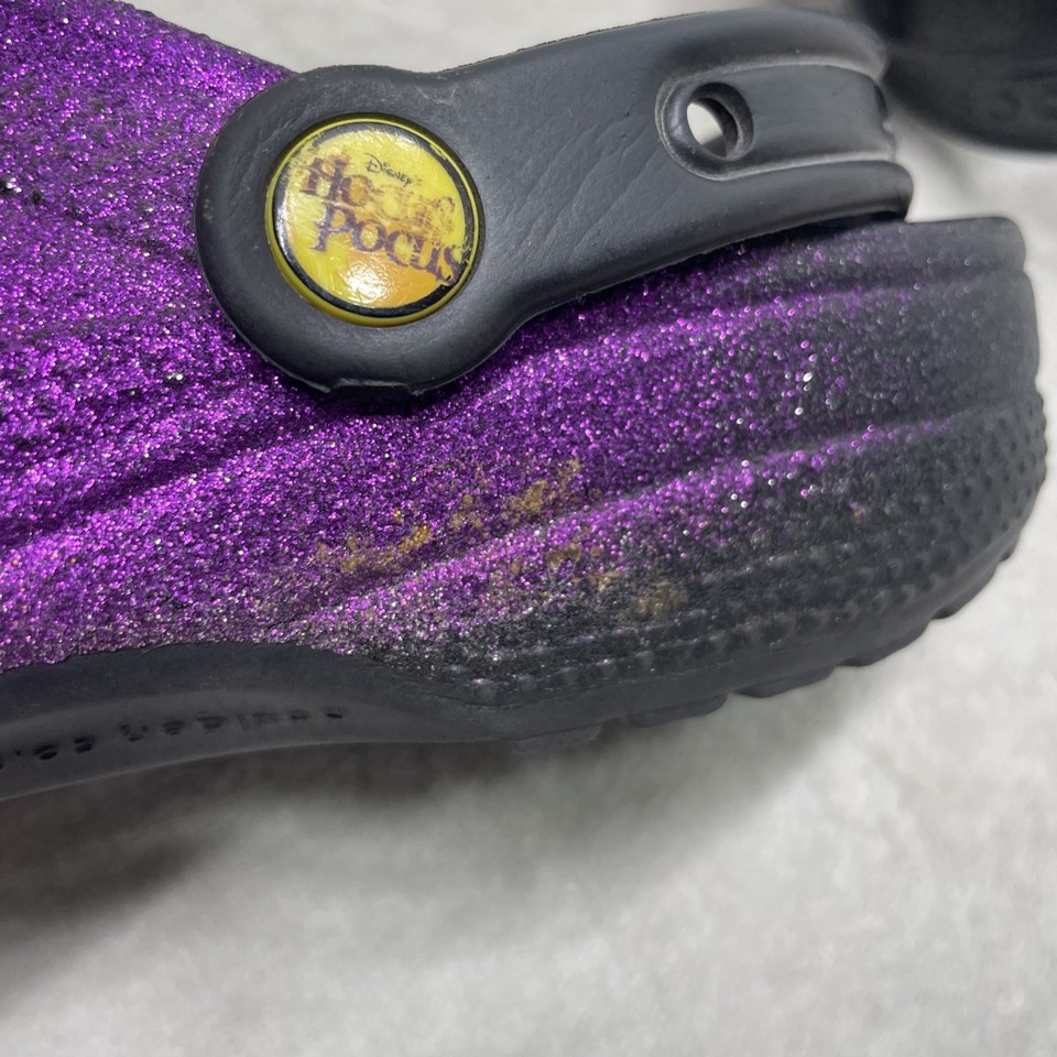 Disney Crocs Hocus Pocus Halloween Clogs Womens 8 Mens 6 Glitter Ombré ...
