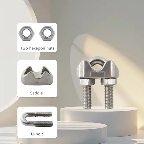 8PCS 5/16" Wire Rope Clamps M10 Wire Rope Cable Clip 304 Stainless ...
