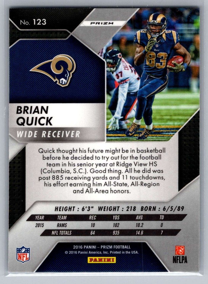 2016 Panini Prizm #123 Brian Quick Prizm | eBay