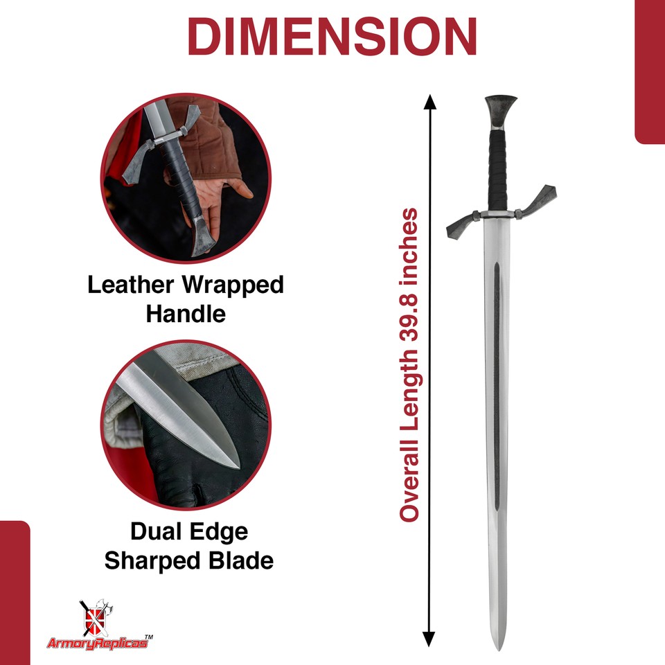 Hand-Forged Medieval Longsword | Full Tang | High Carbon Spring Steel w ...