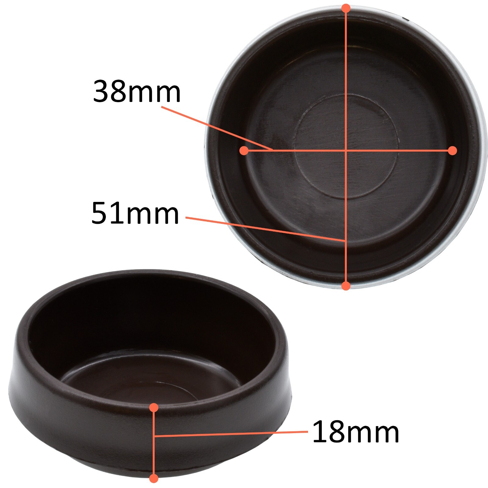 SMALL - LARGE CASTOR CUPS Brown Clear Floor Protectors Chair Sofa ...