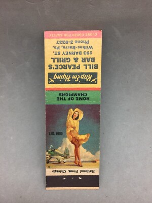 Matchbook Flat Cover Vintage Pinup Girl Bill Pearce Bar Wilkes-Barre PA ...