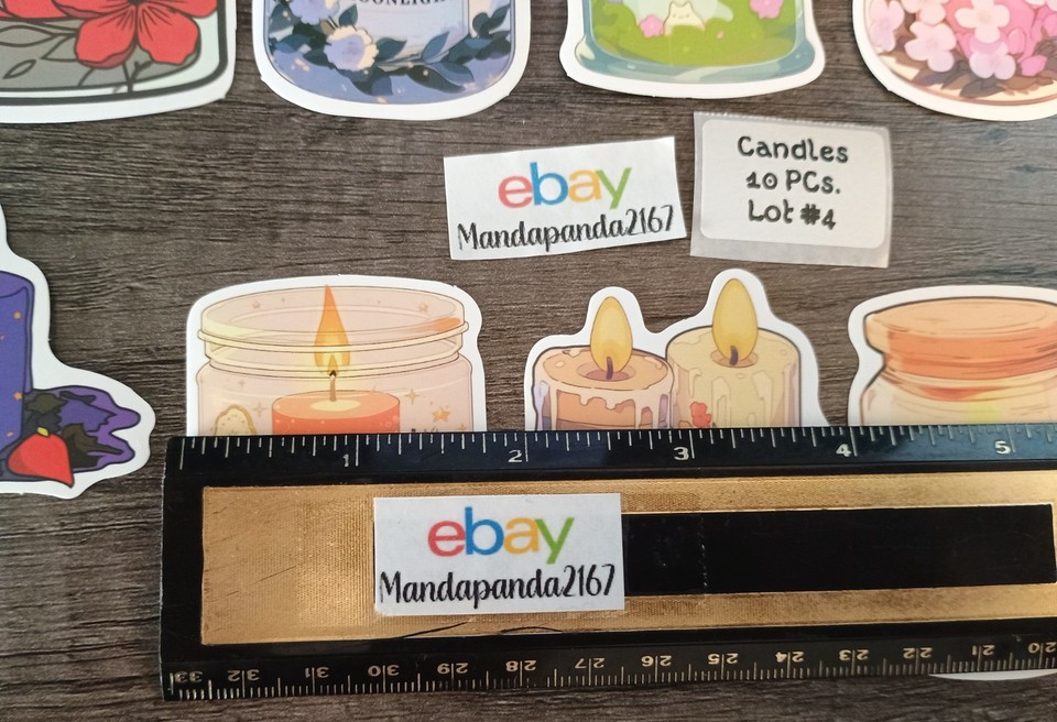 Candles - Decorated - Stickers Lot #4 - 10 pcs. *Sticker sizes are ...