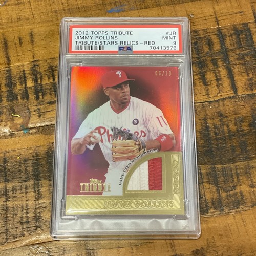 2012 Topps Tribute Jimmy Rollins Stars Relics Red Patch /10 PSA 9 Mint ...