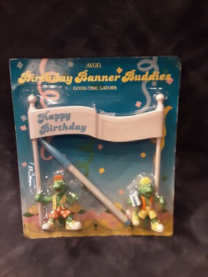 VINTAGE Avon Birthday Banner Buddies Good Time Gators Cake Toppers New ...
