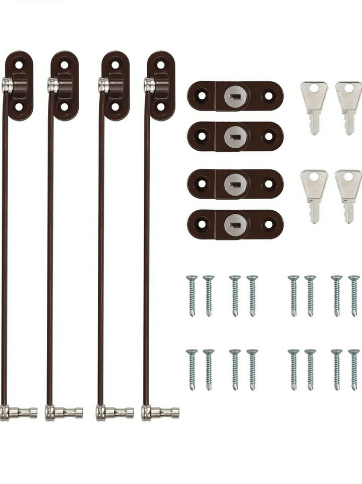 Six (6) - Child Baby Safety Door Window Lock Cable Catch Wire Brown ...