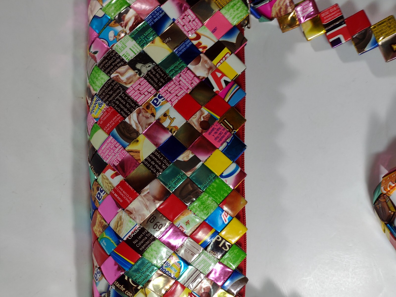 Handmade Bright and Colorful Upcycled Recycled Wrapper Woven Purse ...