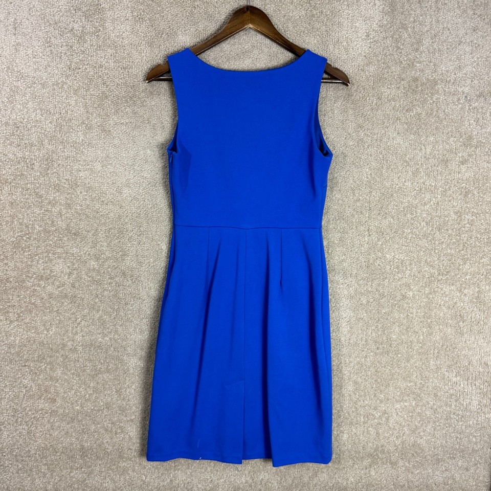 Eva Franco Saiph Sheath Dress Sz 4 Blue Ponte Sleeveless Jacquard ...