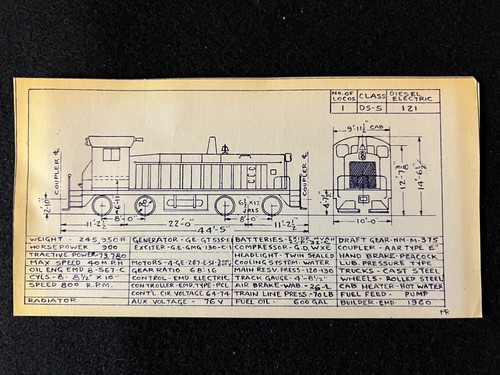 Vintage Lehigh Valley Railroad Equipment Diagram Class DS-5 Locomotive ...