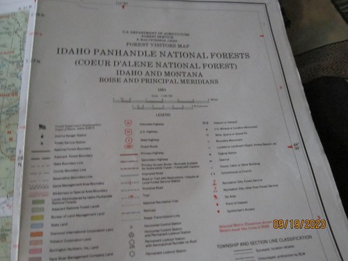 Idaho Panhandle Coeur D'Alene National Forest Topographic 30x44" map ...