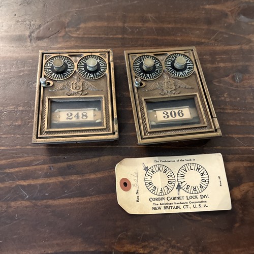 Antique Post Office Door Double Dial Eagle Vintage Mail P.O. Box Locks ...
