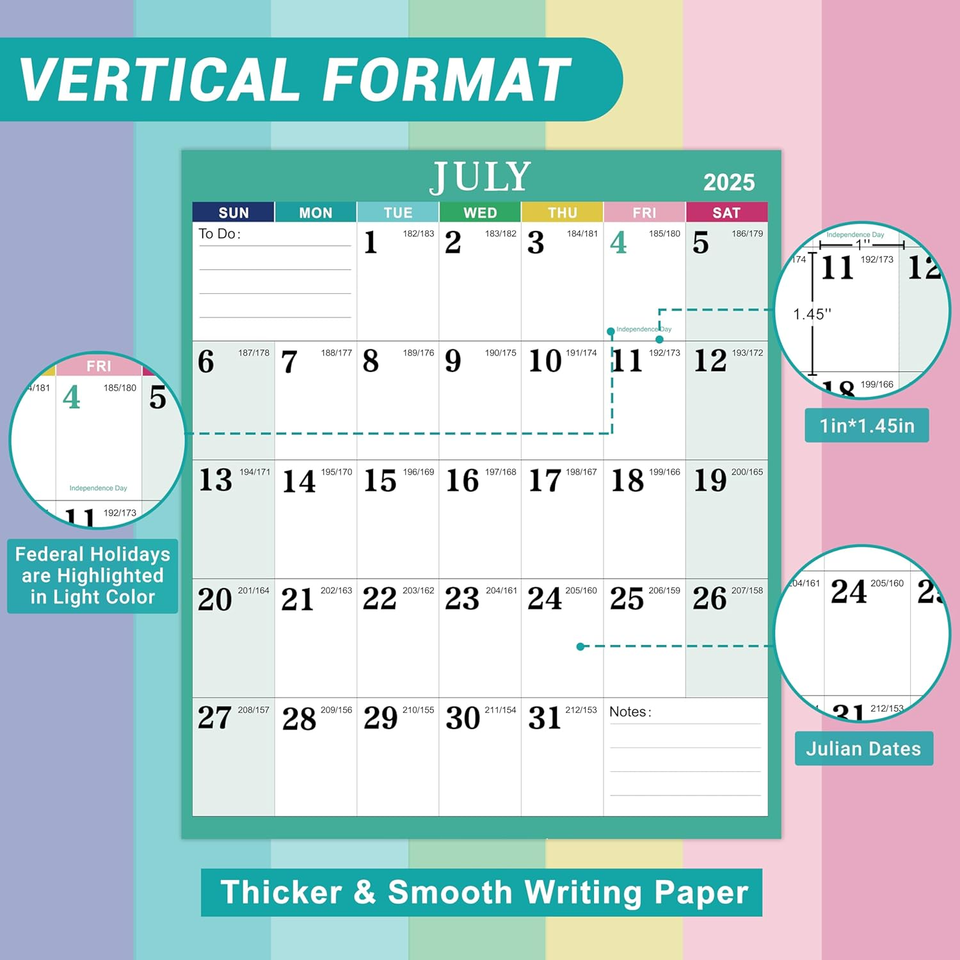 2025-2026 Yearly Wall Calendar Large Foldable Planner July 2025–June ...