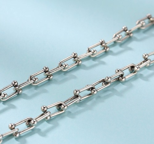 I07 Necklace Stirrup Chain u-Shape 60 CM Sterling Silver 925 | eBay ...
