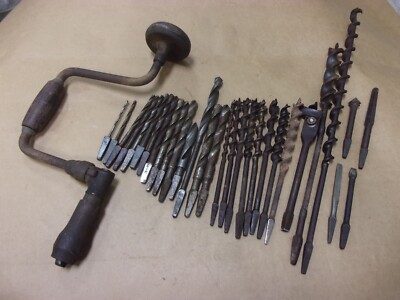 Antique Lot Hand Wood Brace Bits Twist Drill Augers Reamer Screw Driver ...