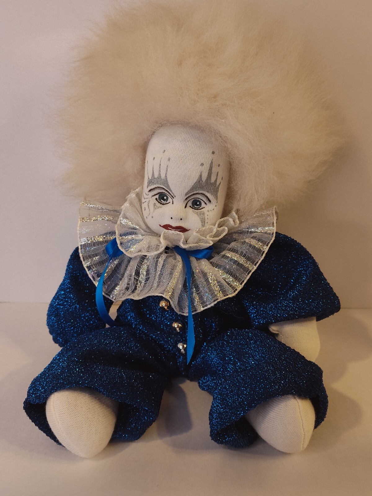 Vintage Porcelain Doll Sock Face Clown/Jester With Hair | eBay