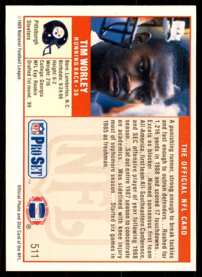 1989 Pro Set. Tim Worley Football Cards #511 | eBay