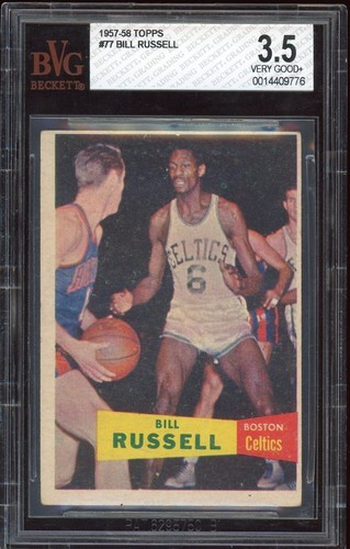1957 Topps Bill Russell Rookie Card RC #77 - Certified BVG 3.5 (VG+ ...
