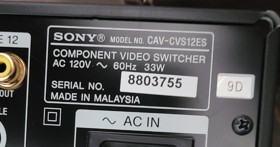 RARE Sony CAV-CVS12ES Component/Composite Video Matrix Switcher | eBay
