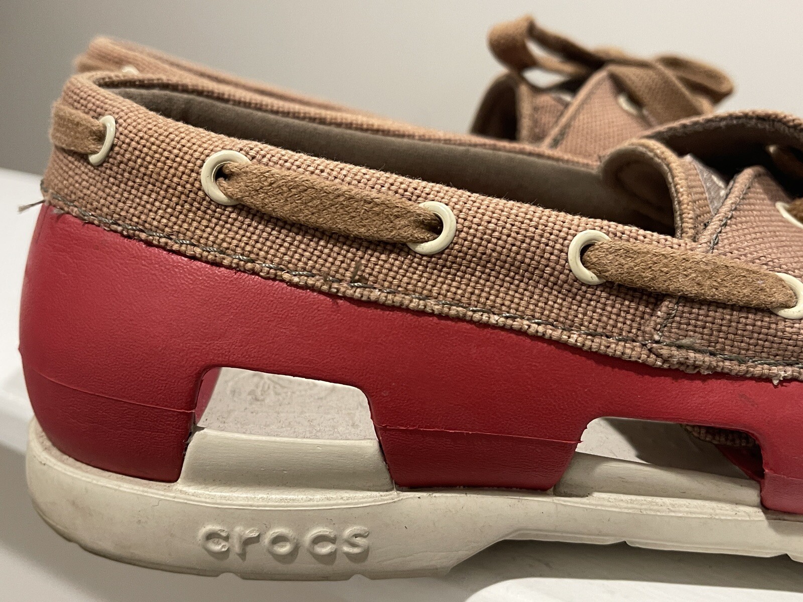 Crocs Mens Shoes Beach Line Boat Slip Ons Loafer Red … - Gem