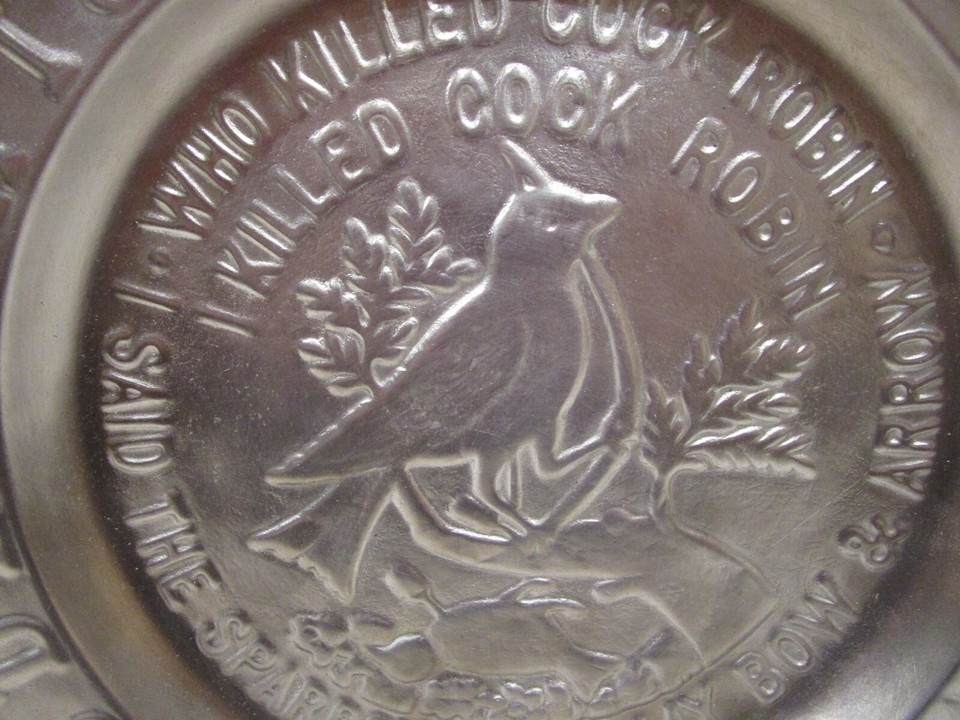 Vintage Country Pewter "Who Killed Cock Robin" ABC Plate Jay Stauffer ...
