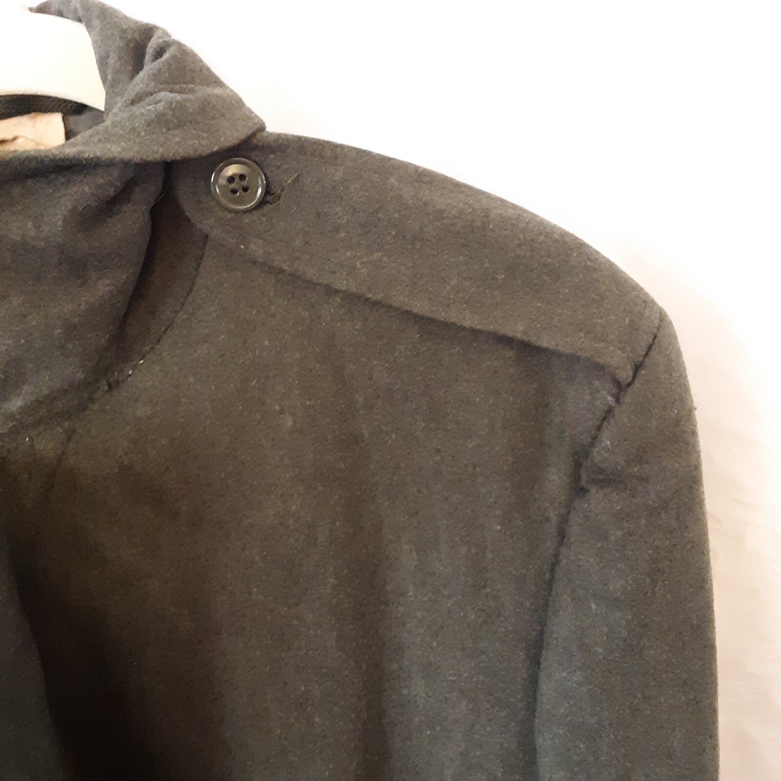 Vintage 1950s US Army Military Wool OD Green Overcoat… - Gem