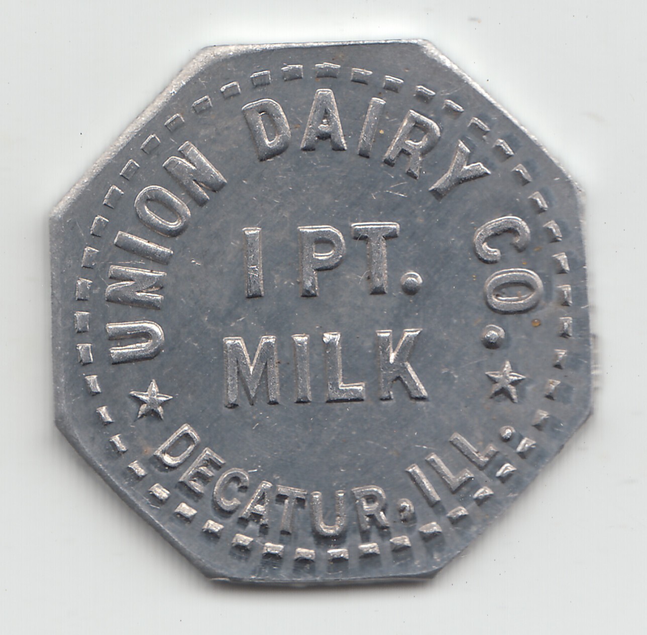 Union Dairy Co 1 Pint Milk dairy trade token small rosette Decatur IL 5 ...